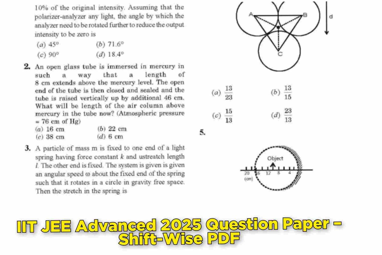 IIT JEE Advanced 2025 Question Paper – Shift-Wise PDF